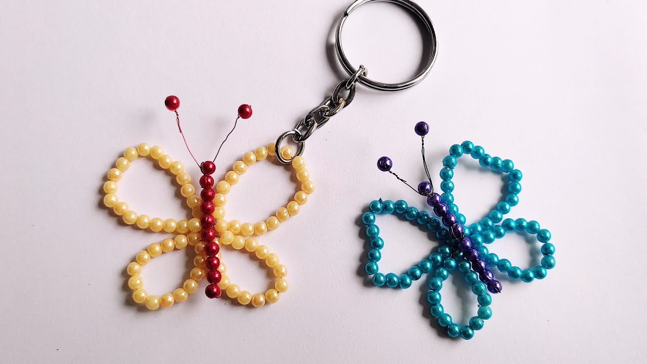 Beaded Butterfly Keychain Make Butterfly With Beads Beads Craft