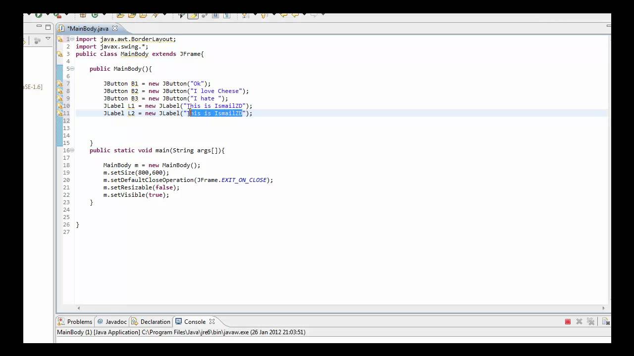 Java Tutoiral Gui Borderlayout And Jpanel Youtube