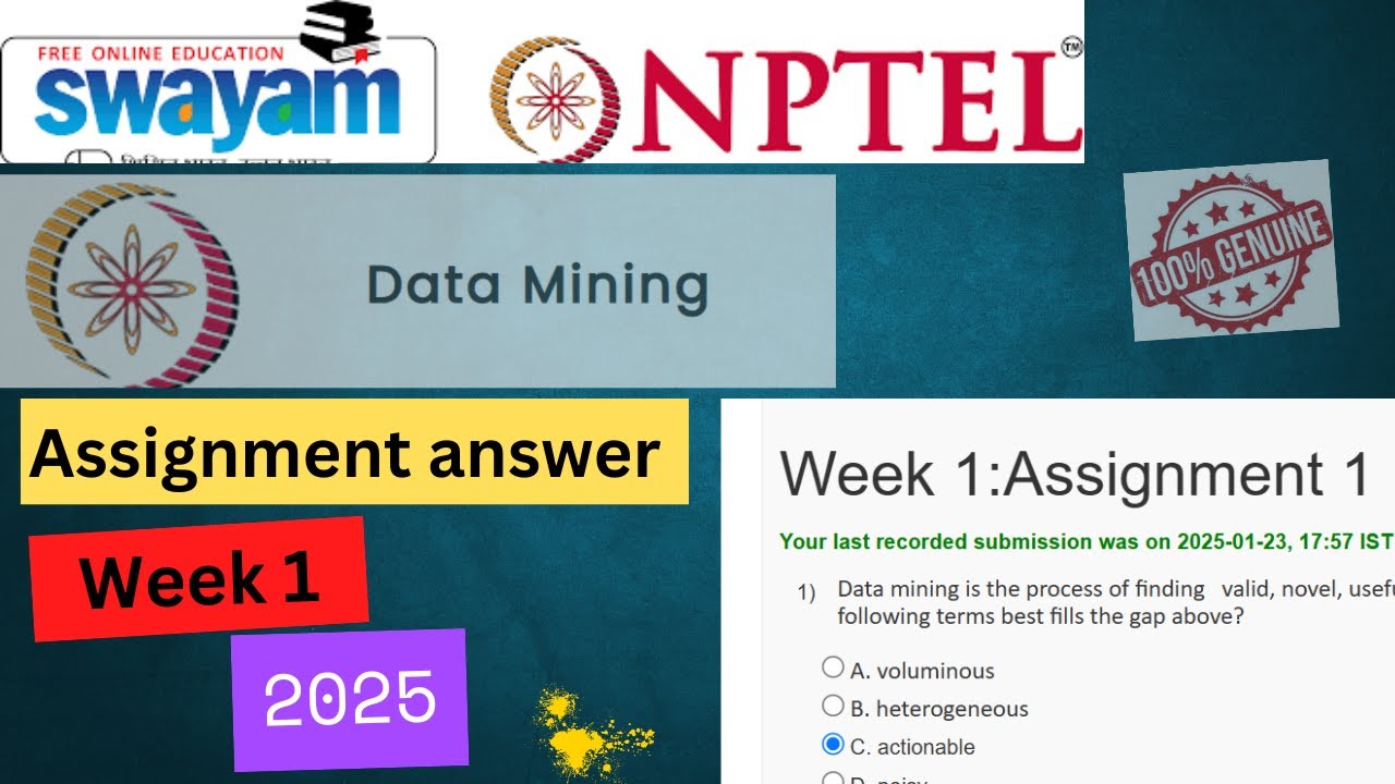 Nptel Data Mining Week 1 Assignment 1 Answers Solution Quiz 2025jan