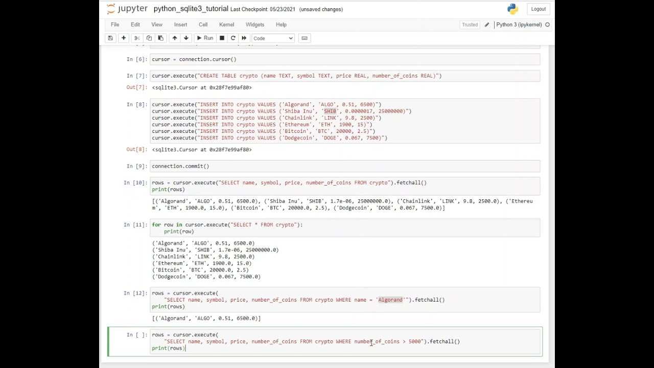 Creating A Database Using Python Sqlite3 And Running Queries Youtube