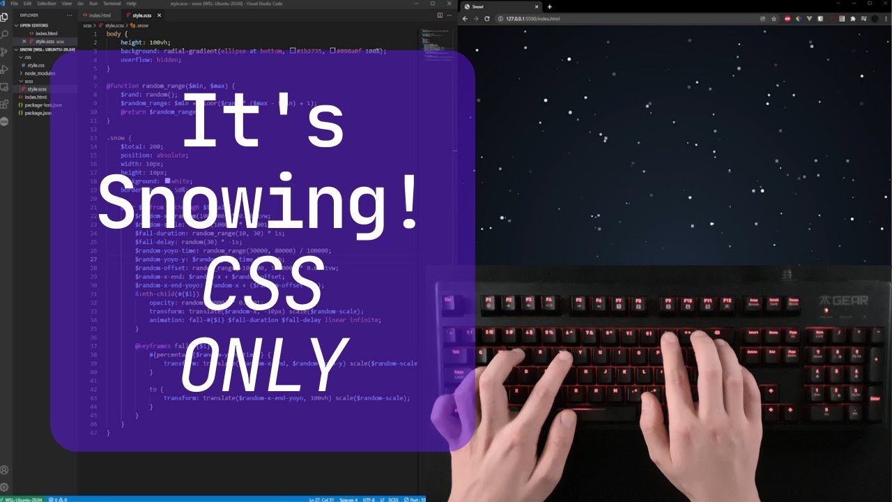 Asmr Coding Snow Effect Css Html Only No Talking Youtube