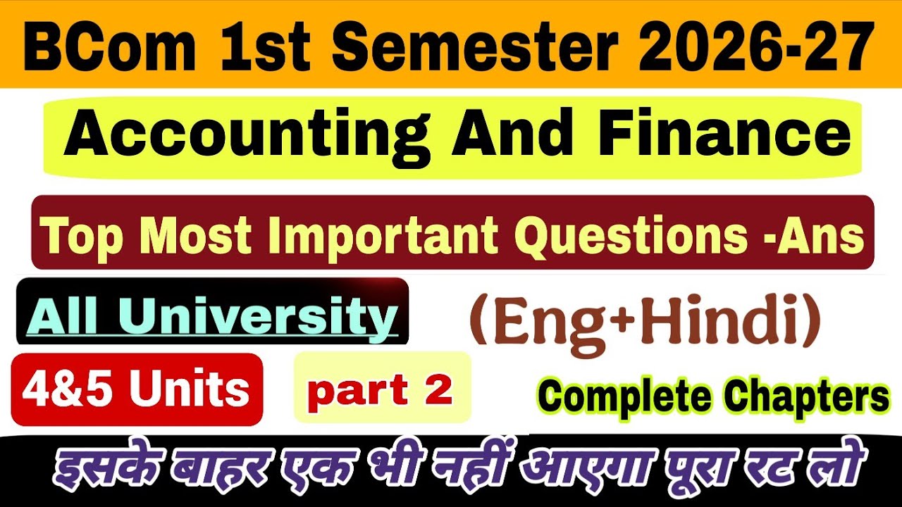 Financial Accounting Important Questions B 1st Semester 2026 Bcom