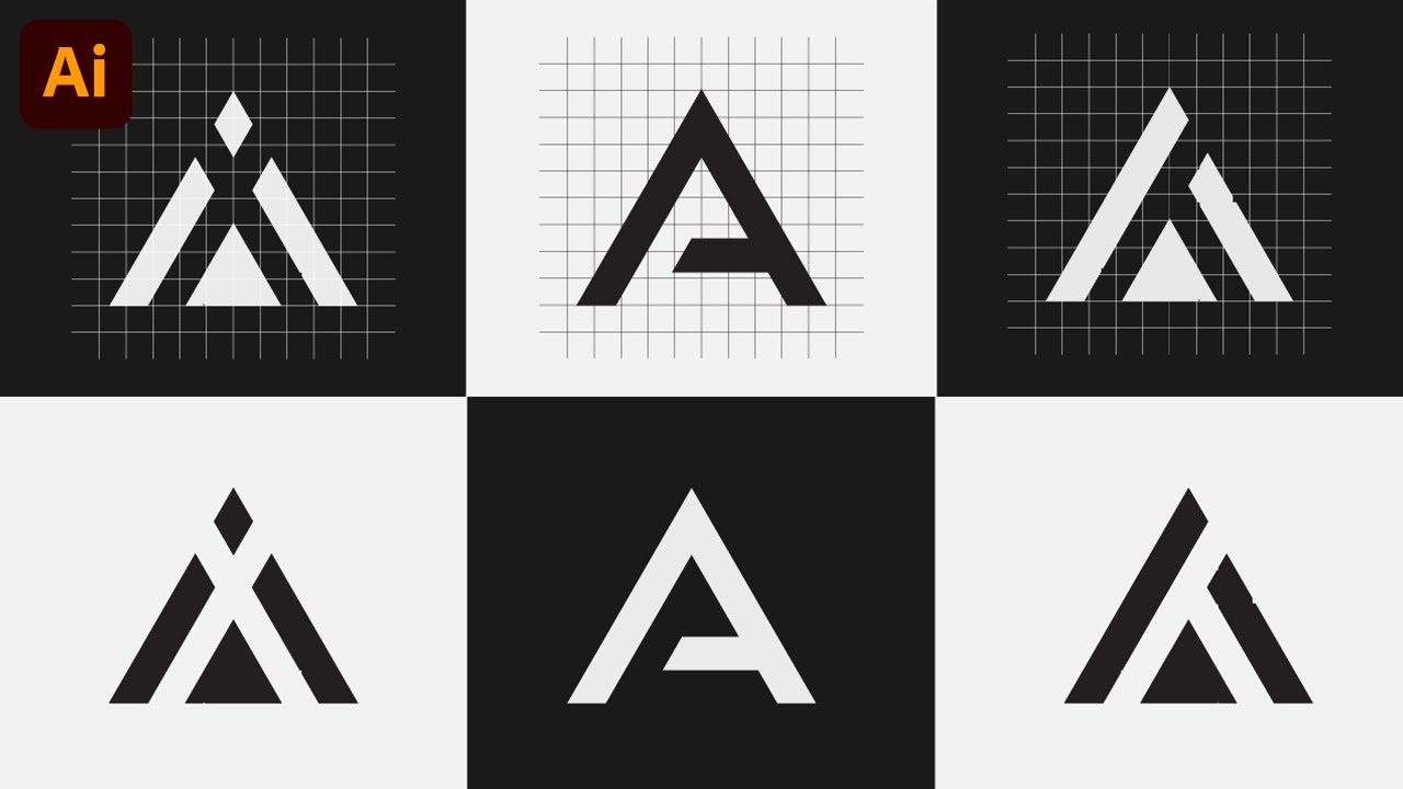 Easy Letter A Grid Logo Design Process On Same Lines Adobe
