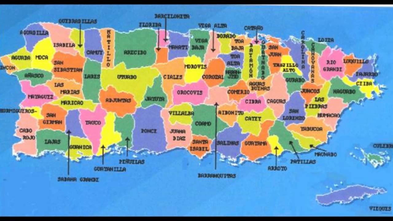 Mapa Con Los Municipios De Puerto Rico
