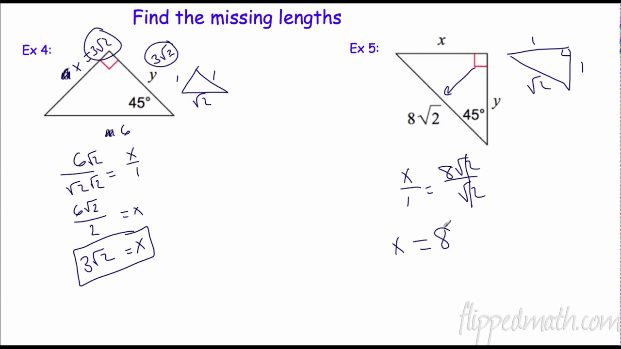 Practice Worksheet Special Right Triangles Bbsero