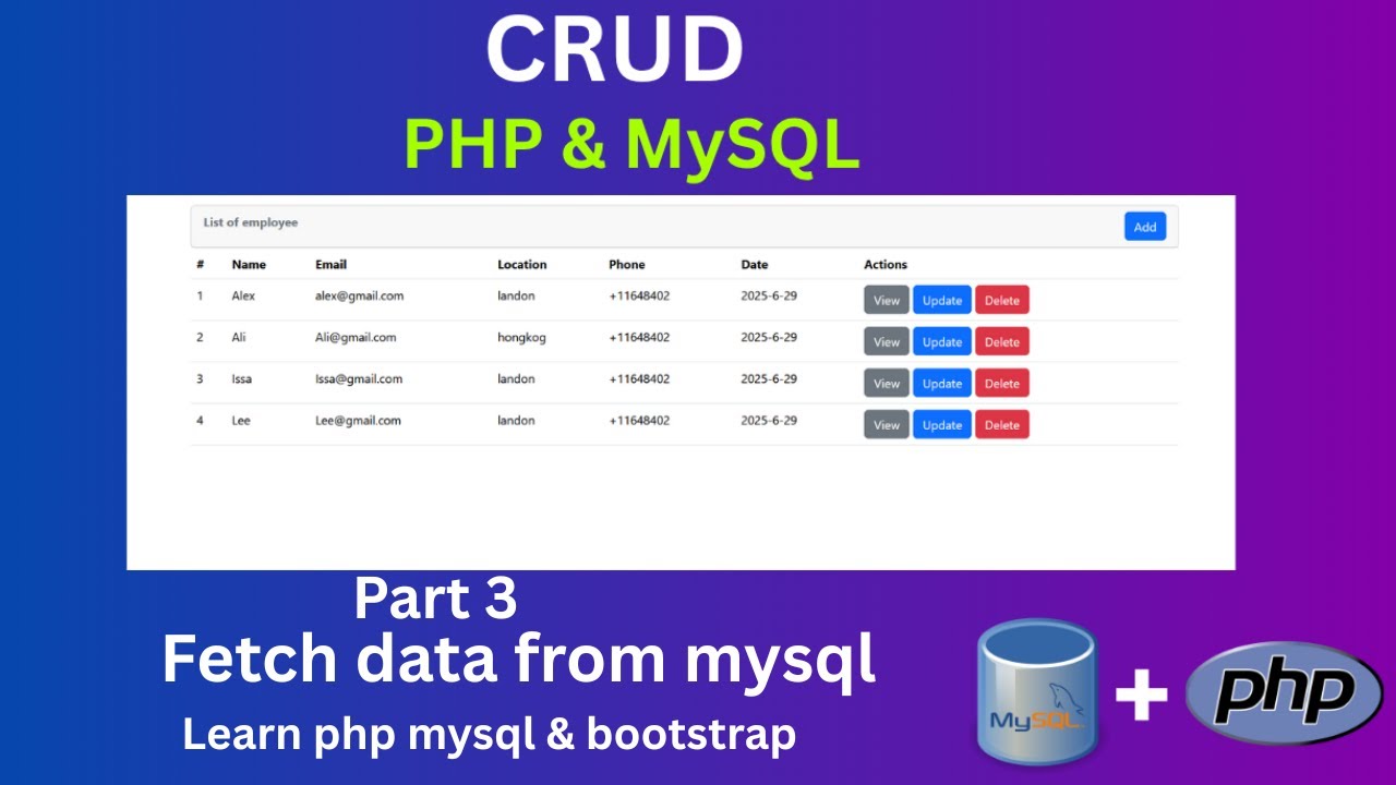 How To Fetch Data From Mysql Using Php And Display In A Bootstrap Table