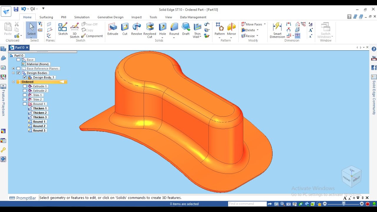 Solid Edge Surface Tutorial I Basics Of Solid Edge Surface Youtube