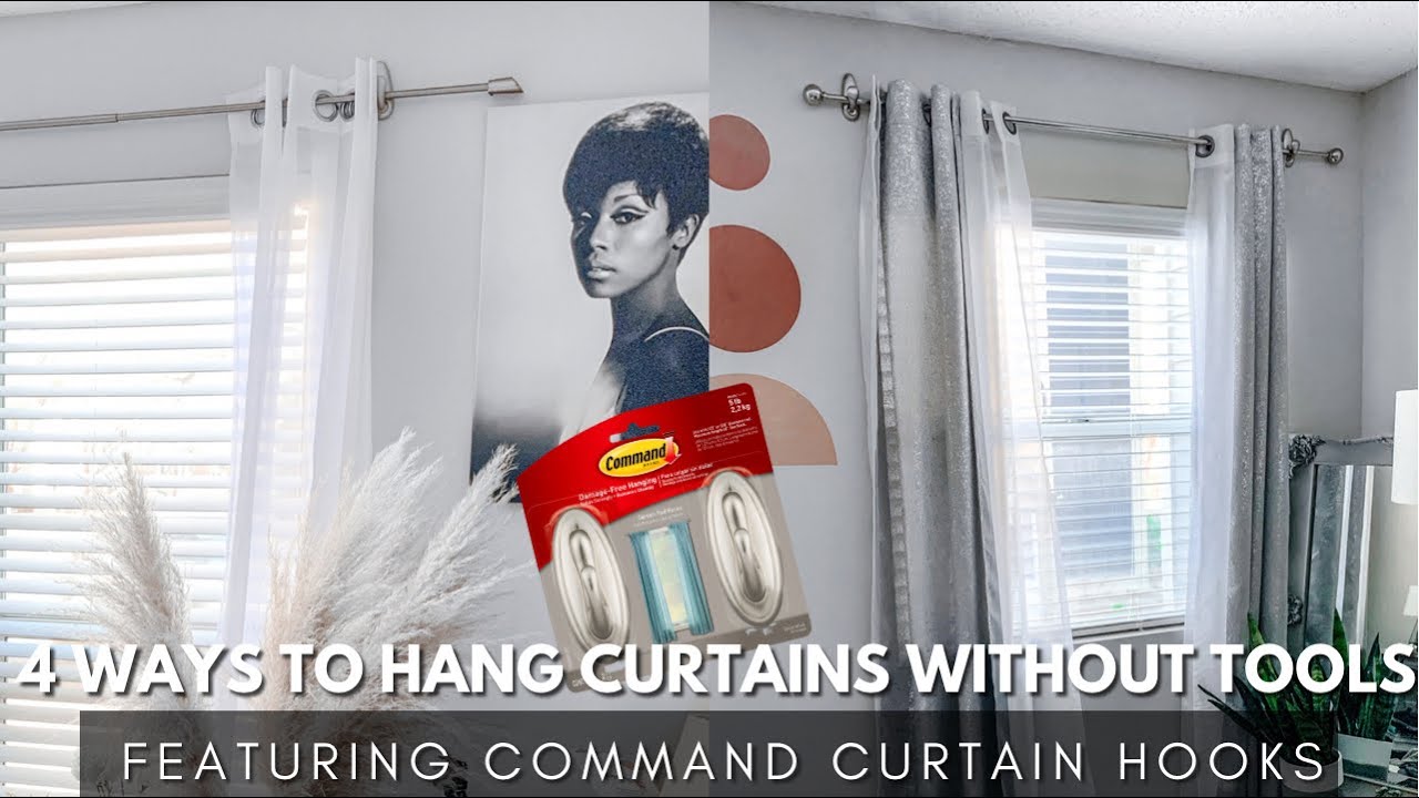 4 Ways To Hang Curtains Without Tools Nails Or Holes Er Friendly Ft