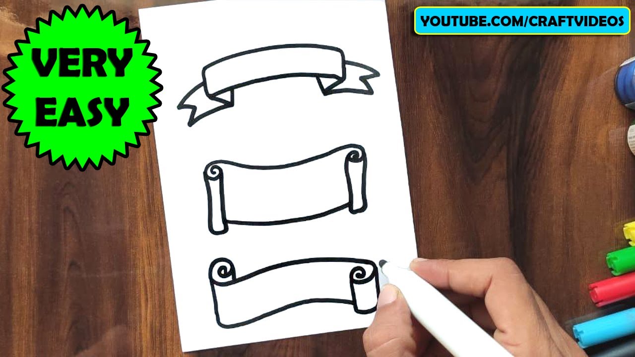 Ribbon Banner Drawing Tutorial Youtube