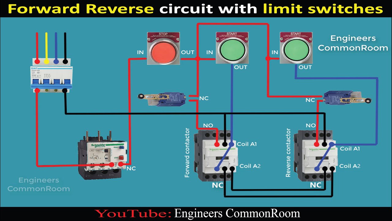 Reverse Forward Motor Control Circuit Diagram With Limit Switch