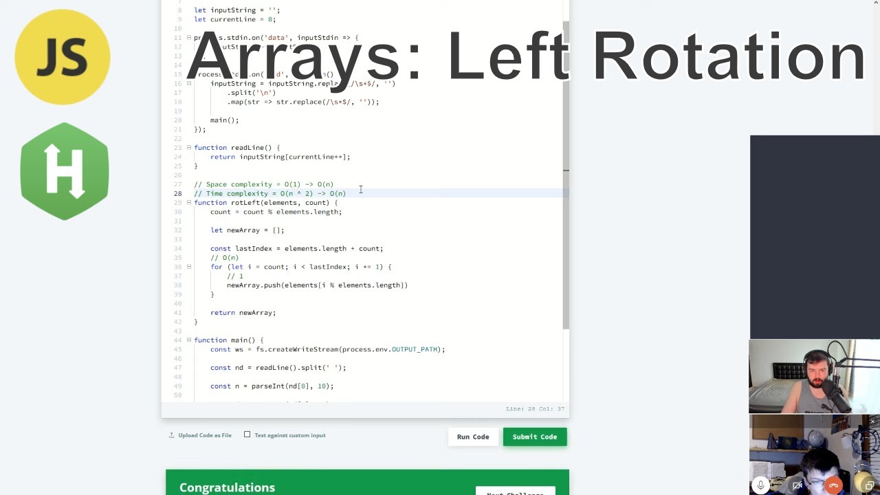 Easy Arrays Left Rotation Hackerrank Javascript Arrays Youtube