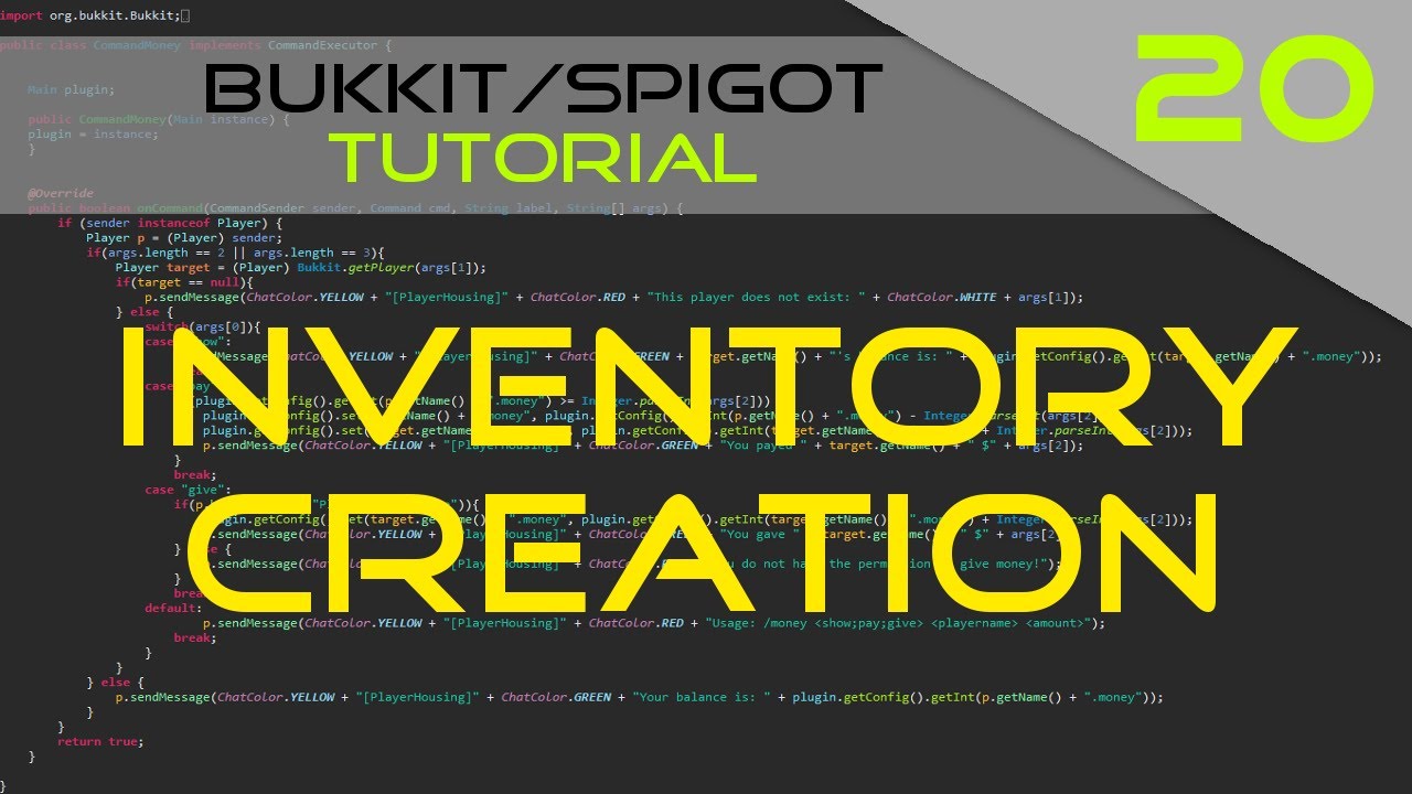 Minecraft Bukkit Spigot Plugin Tutorial 20 Custom Inventory Creation