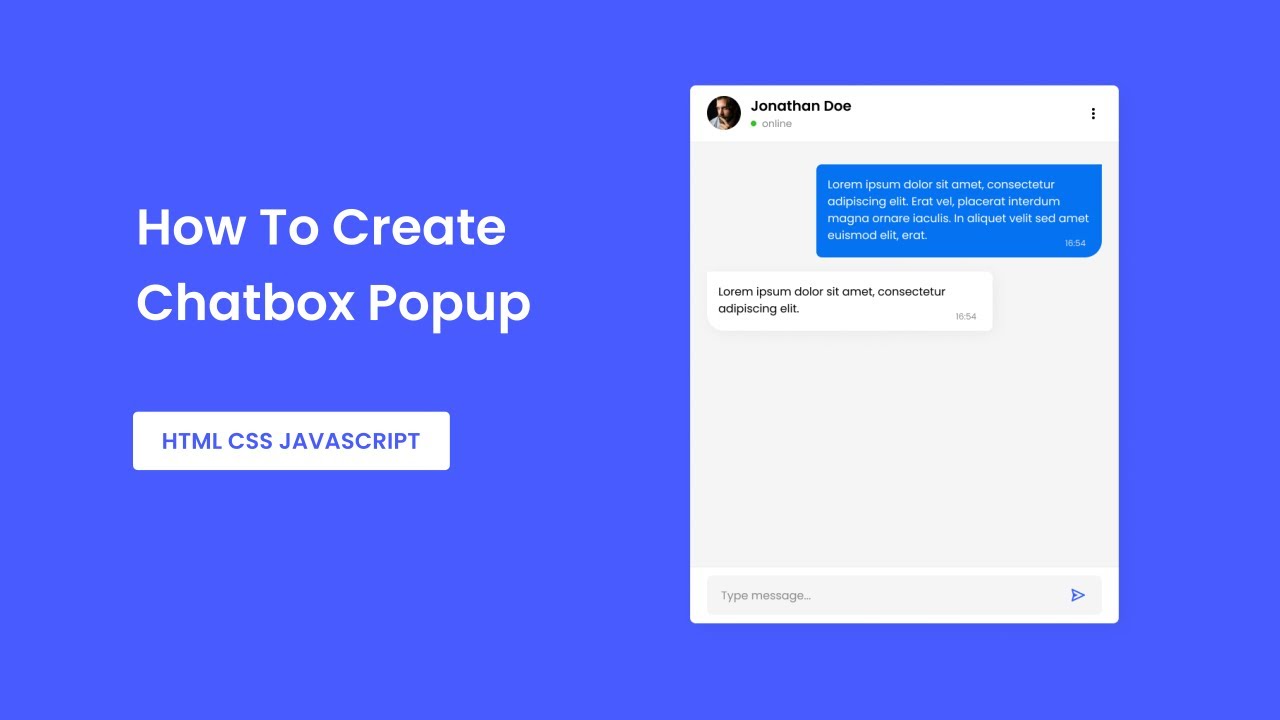 How To Create Chatbox With Html Css And Javascript Youtube