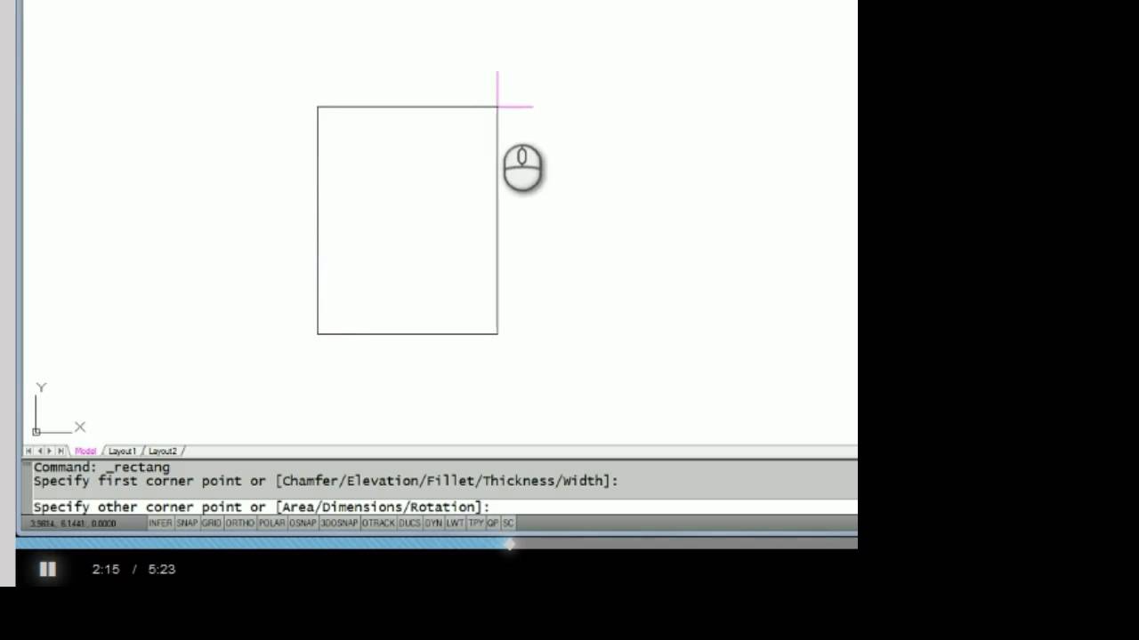 Autocad Rectangle Command 14 Youtube