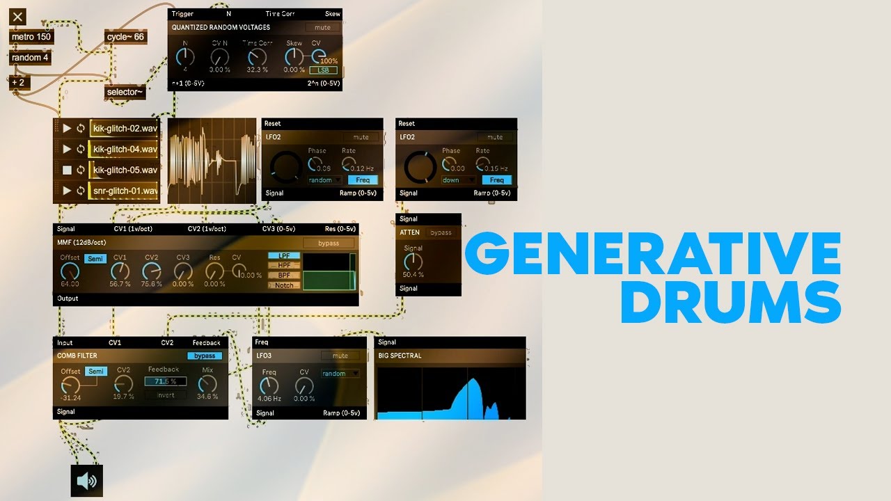 Rnd Drm 00 Max Msp Generative Drum Patch Youtube
