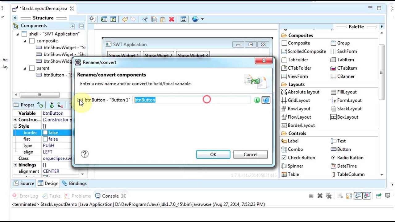 Swt Tutorial Design And Control Stacklayout Youtube