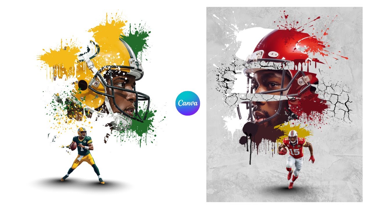 Create Epic Double Exposure Nfl Poster In Canva Sports Splash Effect