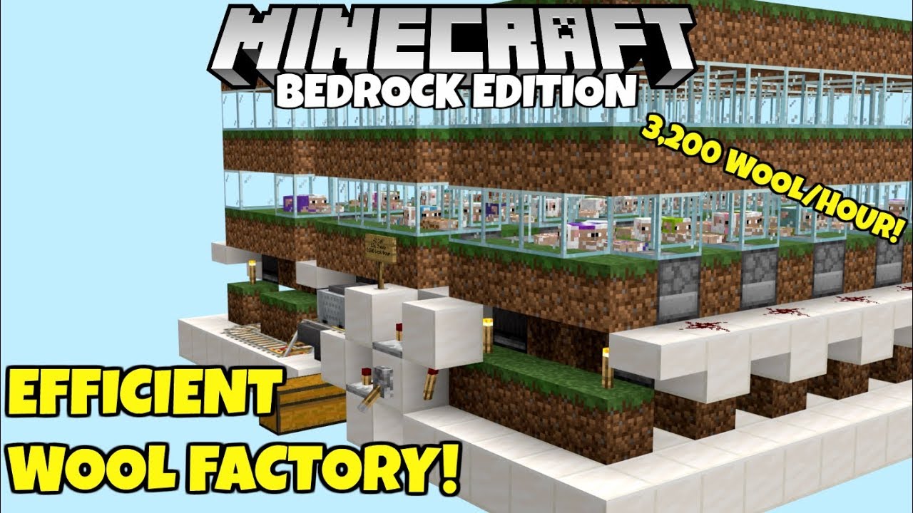 Minecraft Bedrock Simple Automatic Wool Farm Tutorial 3 200 Wool Hour