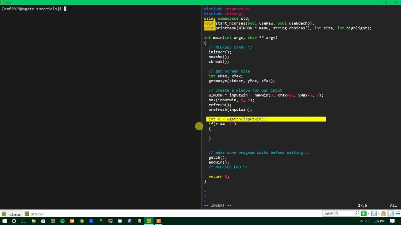 Ncurses Tutorial 6 Working With User Input Youtube