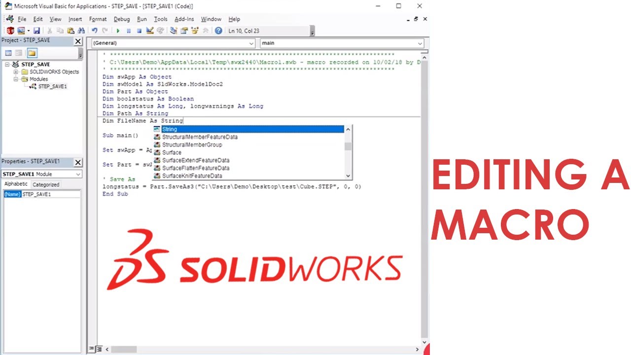 Recording And Editing A Macro In Solidworks Youtube