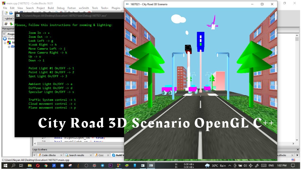 City Road 3d Scenario Using Opengl C Youtube