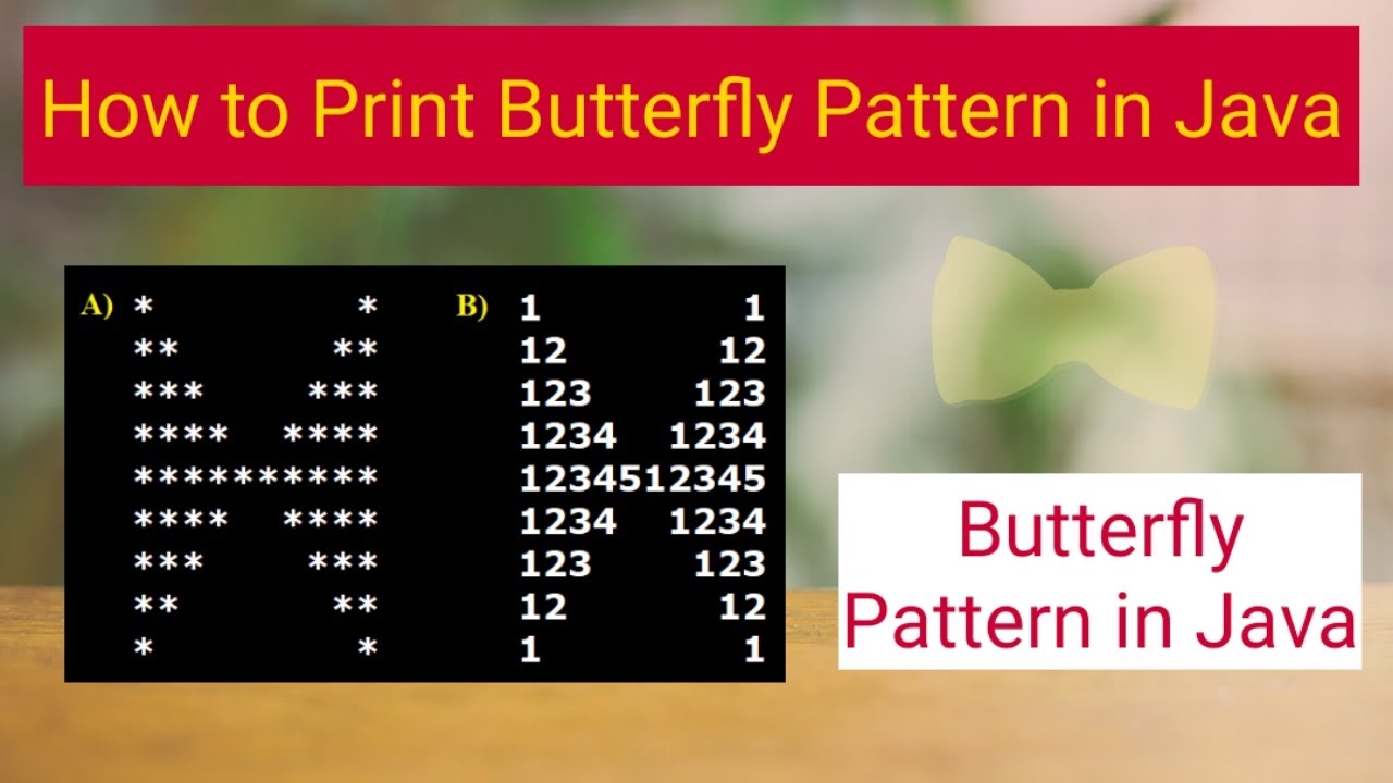 Butterfly Pattern In Java Basic Level How To Print Butterfly