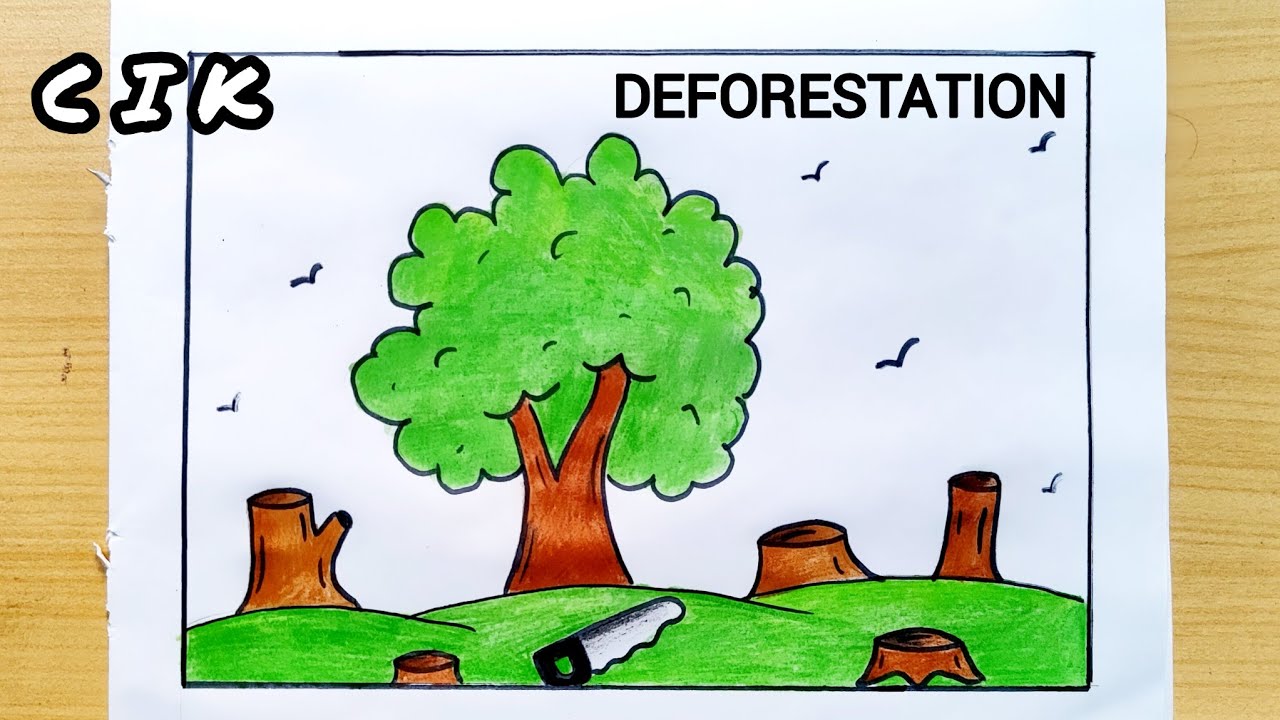 Deforestation Drawings For Kids Drawing Tutorial Stop Deforestation