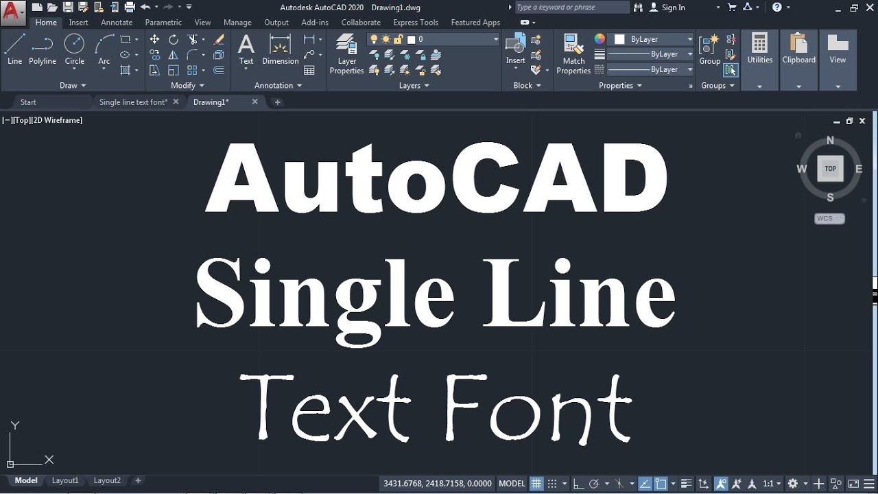 Autocad Single Line Text Font Youtube