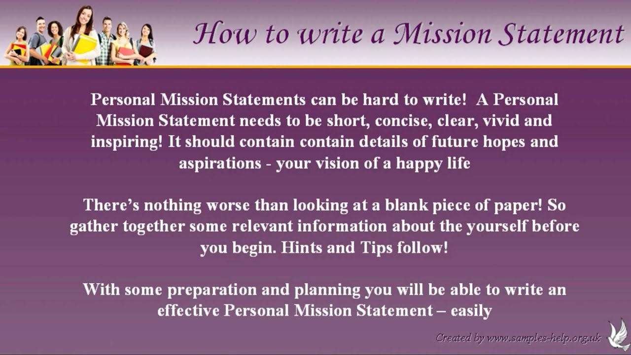 Sample Personal Mission Statements