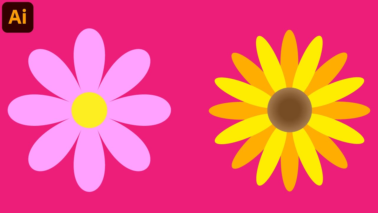 How To Draw Flowers Adobe Illustrator Tutorial Youtube