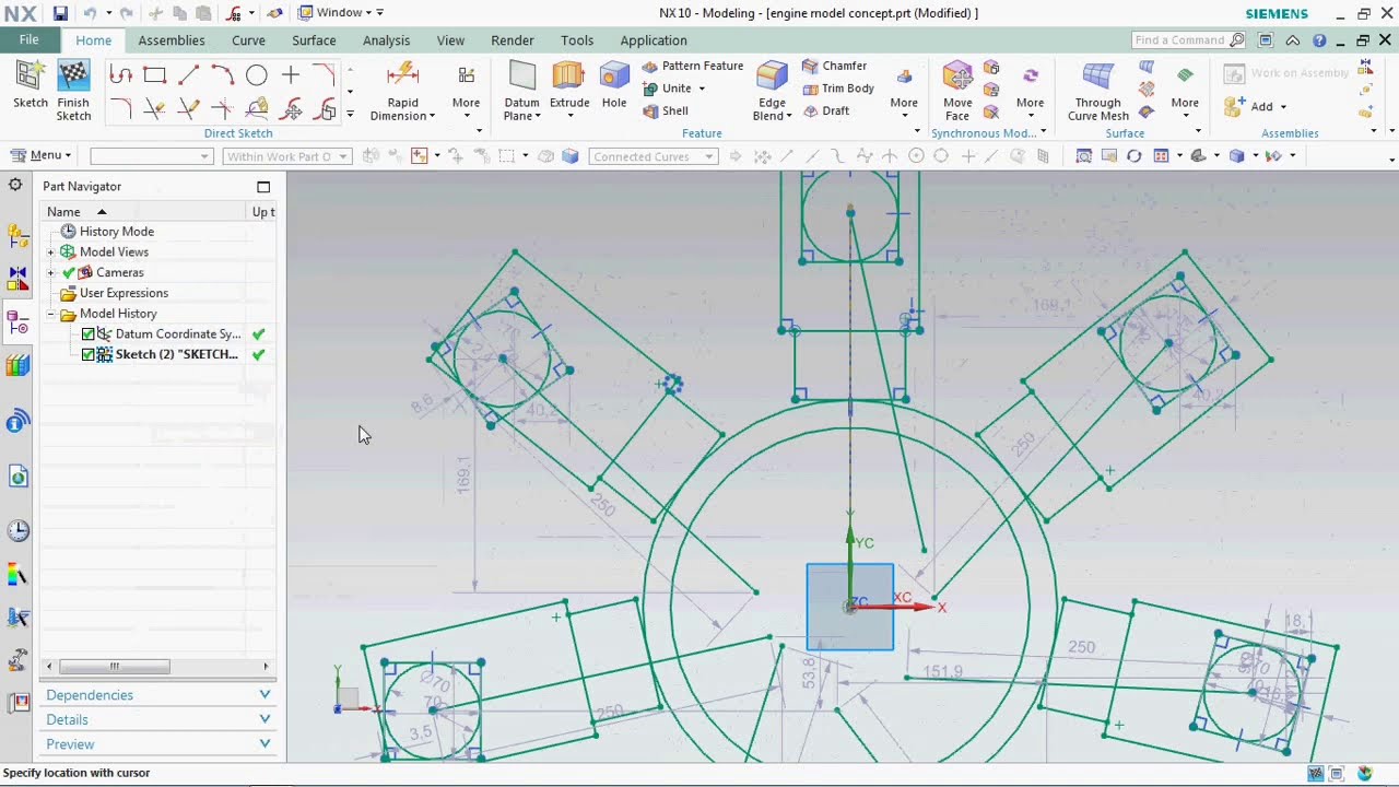 Nx Sketch Copy And Paste Tutorial Siemens Nx Rk Cad Cam Youtube