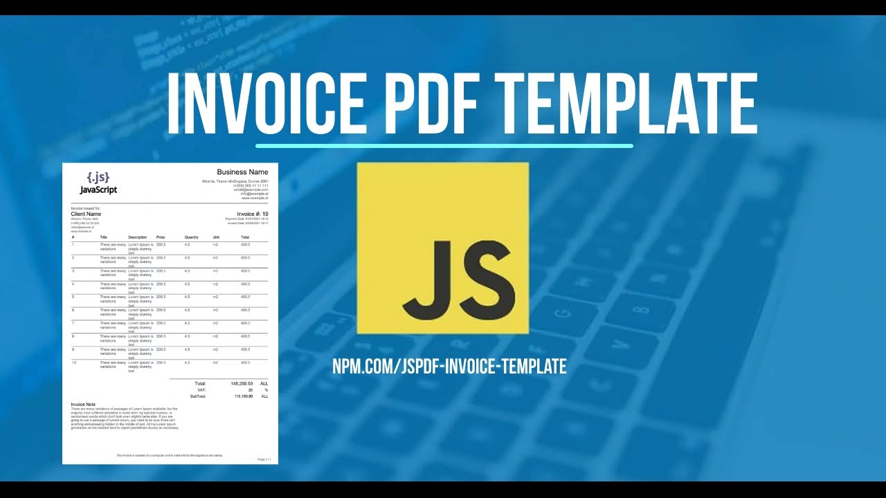 Create Pdf Invoices Using Javascript And Jspdf Invoice Template Library