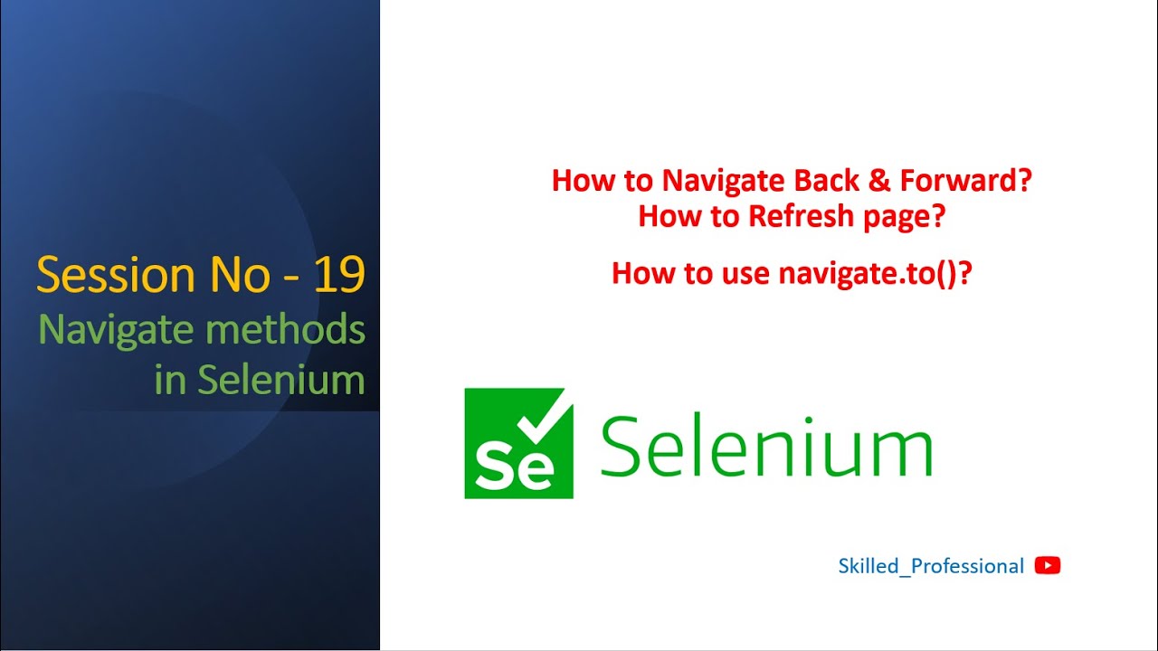Session 19 Navigation Methods In Selenium Webdriver To Refresh