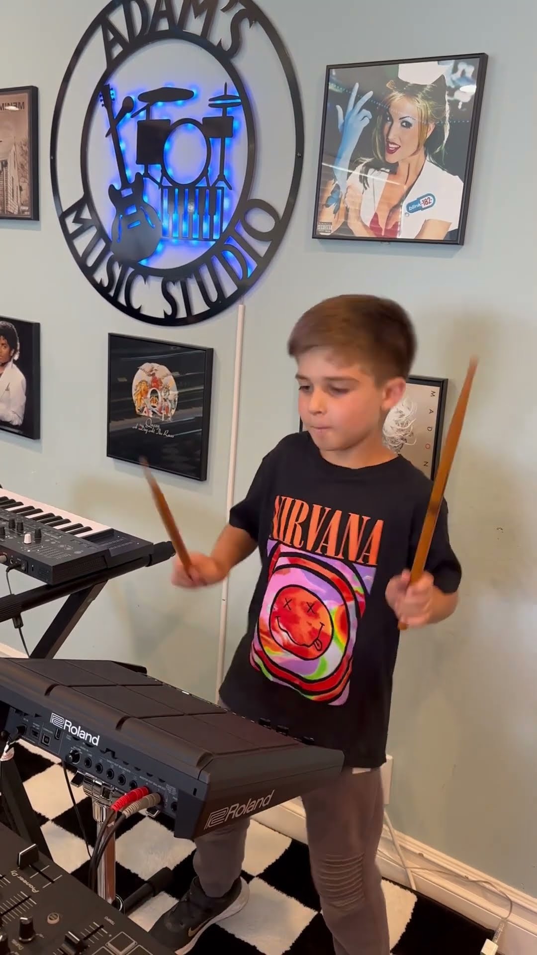 Adam Practicing On His New Drum Pad Youtube