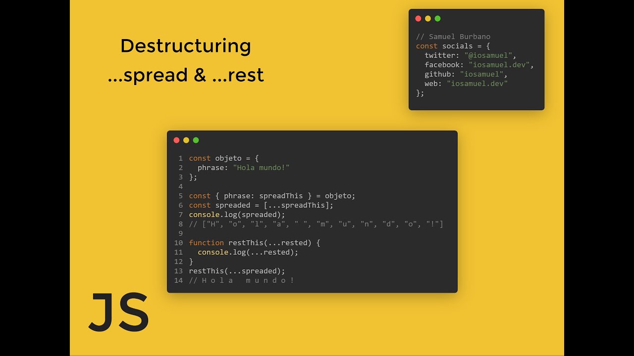 Spread Rest Destructuring Javascript Youtube