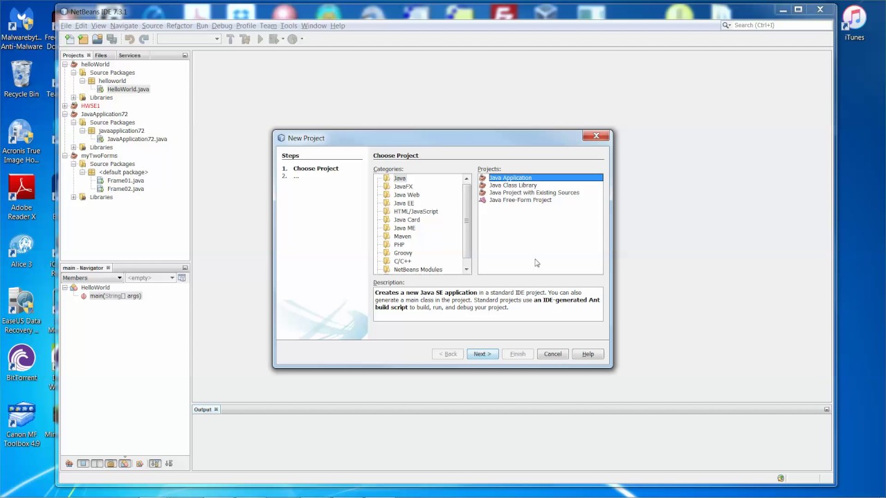Java Helloworld Program Using Netbeans Ide Youtube