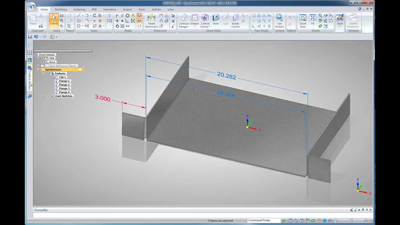 Solid Edge St4 Sheet Metal Design Part 1 Youtube