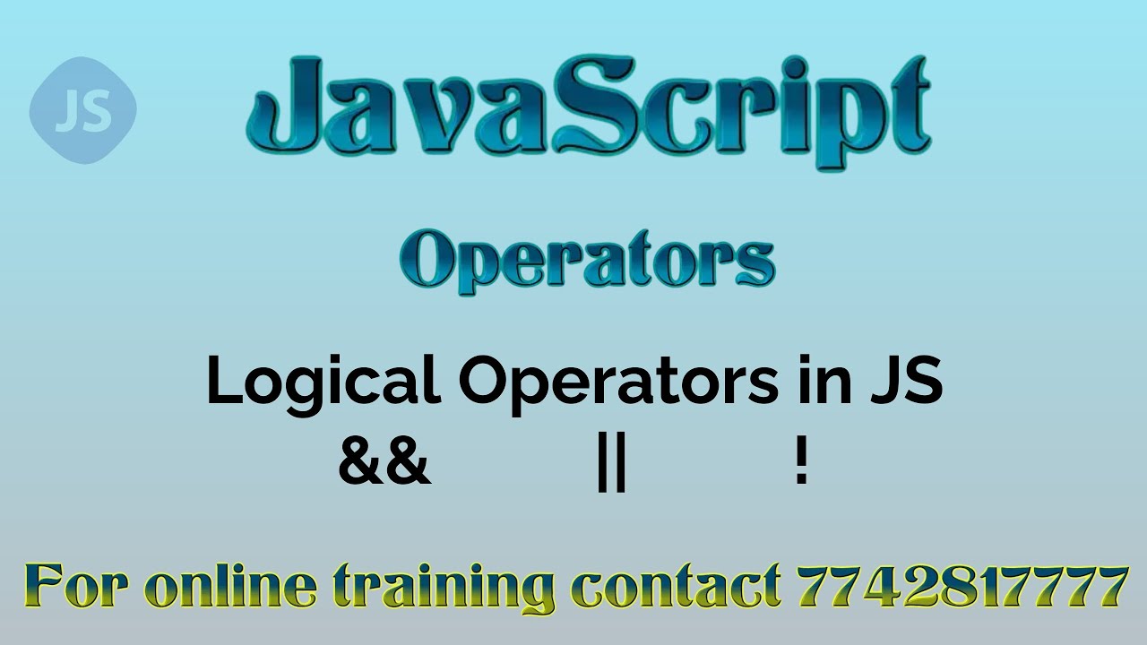 Logical Operators In Javascript Youtube