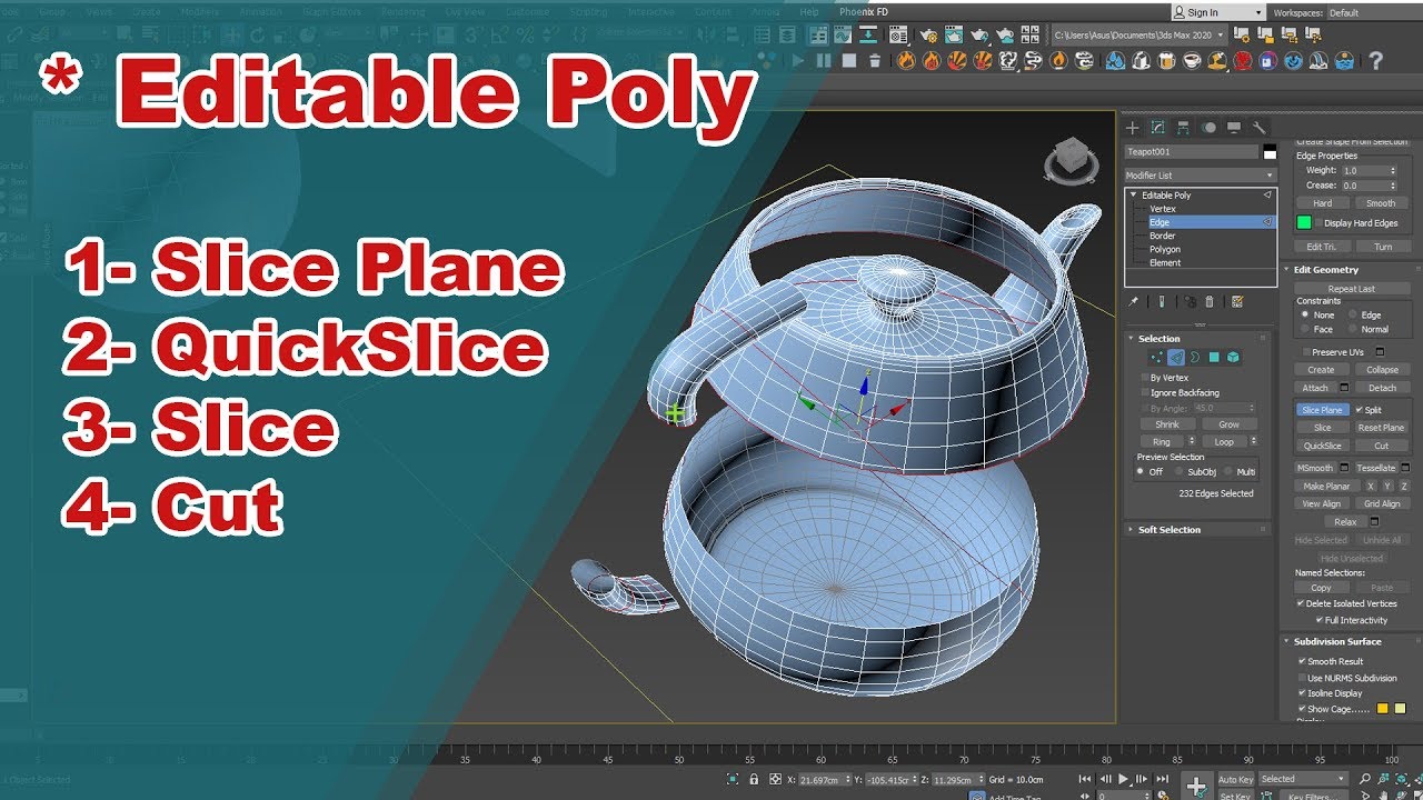 3ds Max 2020 Beginner Tutorial Editable Poly Slice Plan Slice