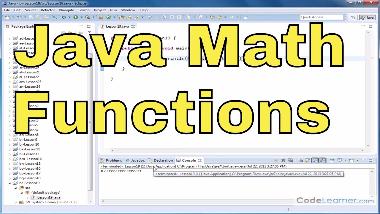 Java Tutorial 19 Sin Cos And Tangent Math Functions Youtube