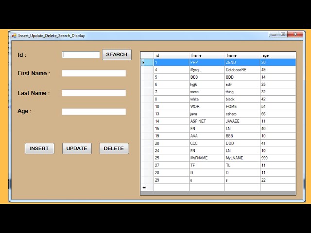 Using C Insert Update Delete Display Data In Mysql