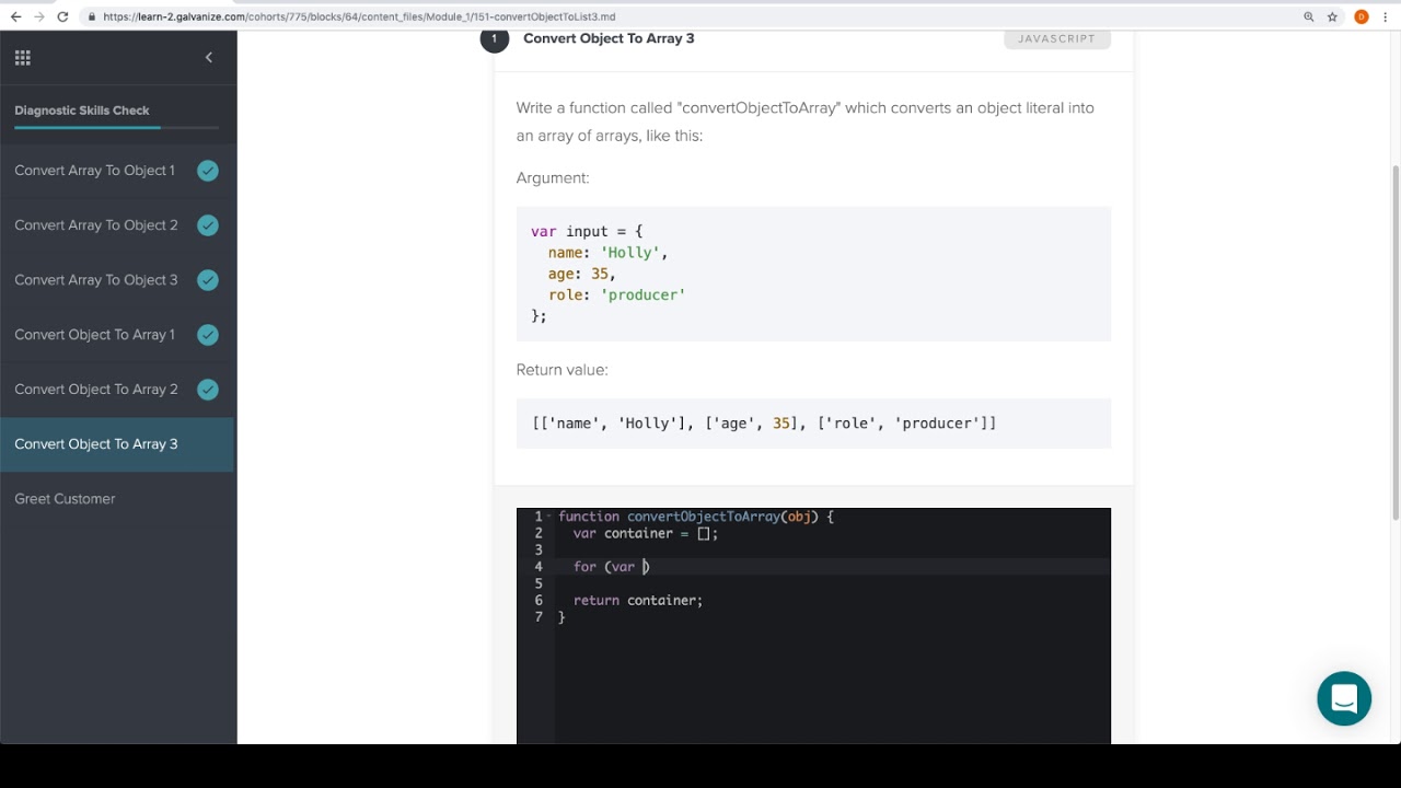 Module 1 Diagnostic Object To Array 3 Youtube