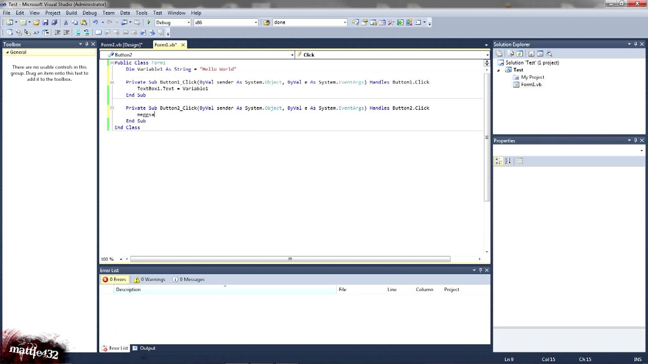 Programing Tutorial 2 Visual Basic 2010 Variables And Messagebox S