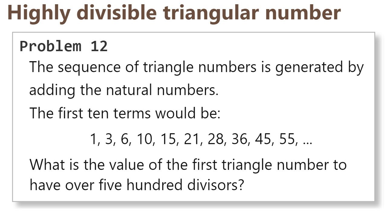 Project Euler Problem 12 C C Youtube