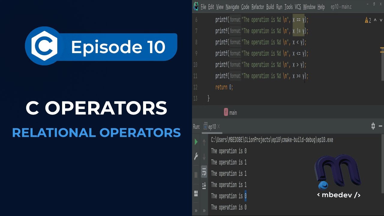 10 Relational Operators In C C Programming For Beginners Youtube