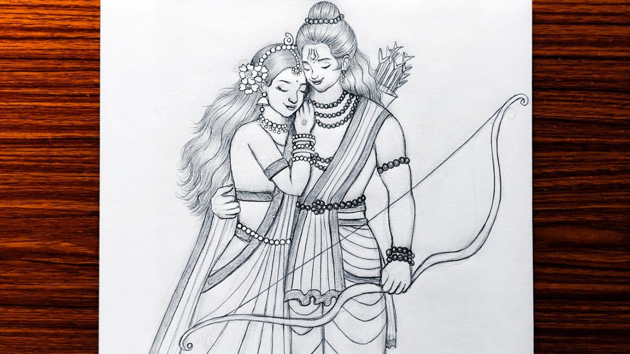 Ram Sita Drawing For Ramnavmi Easy Drawing Of Lord Ram And Sita Mata ...