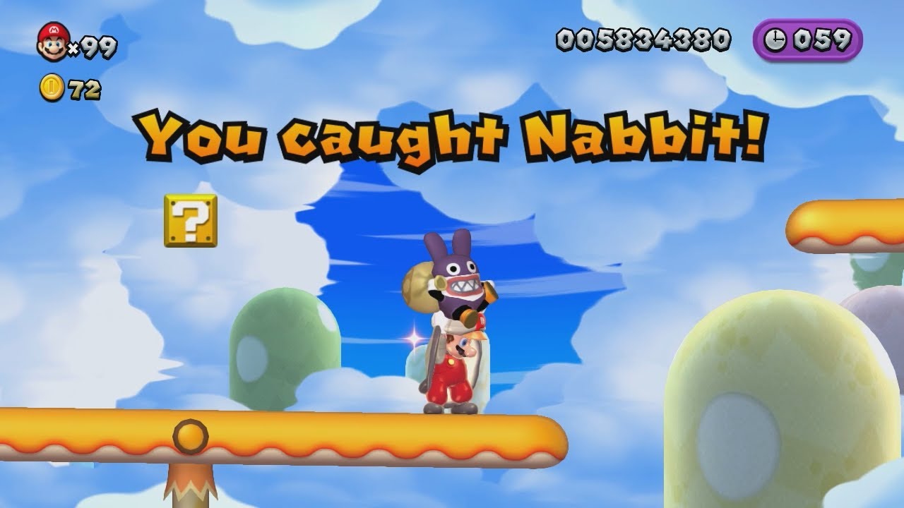 New Super Mario Bros U All Nabbit Chases Youtube