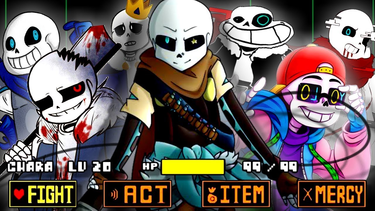 Genocide Battle With Every Au Sans At Once Undertale Ink Sans
