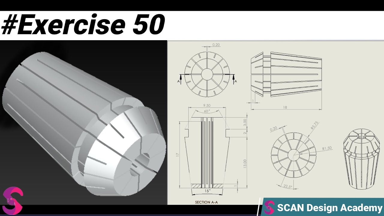 Solidworks Tutorial Exercise 50 Solidworks Beginners Youtube
