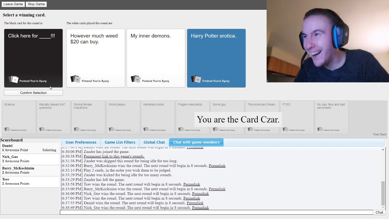 My First Attempt Cards Against Humanity With Discord Youtube